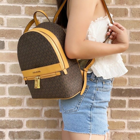 Michael Kors | Bags | Nwt Michael Kors Backpack Brown Mk Signature ...